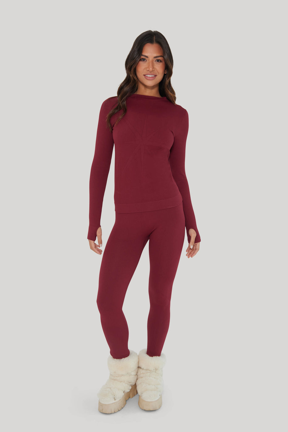 Ribbed Base Layer Set - Cabernet – My Sunday Ski