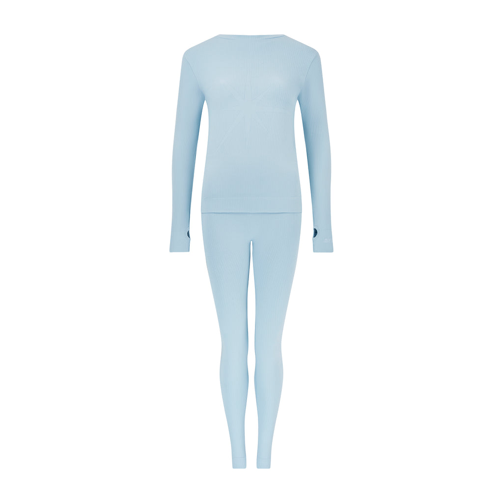 Ribbed Base Layer Set - Sky Blue – My Sunday Ski