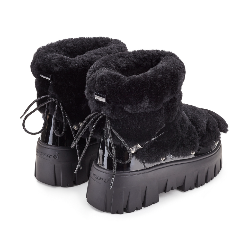 Lug Tread Shearling Snow Boots - Short Black – My Sunday Ski
