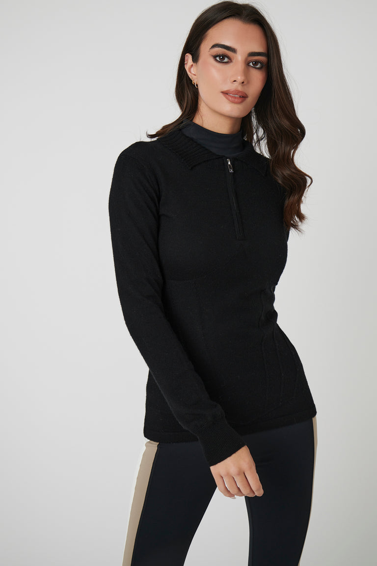 Contour Merino Mid Layer Top - Black – My Sunday Ski