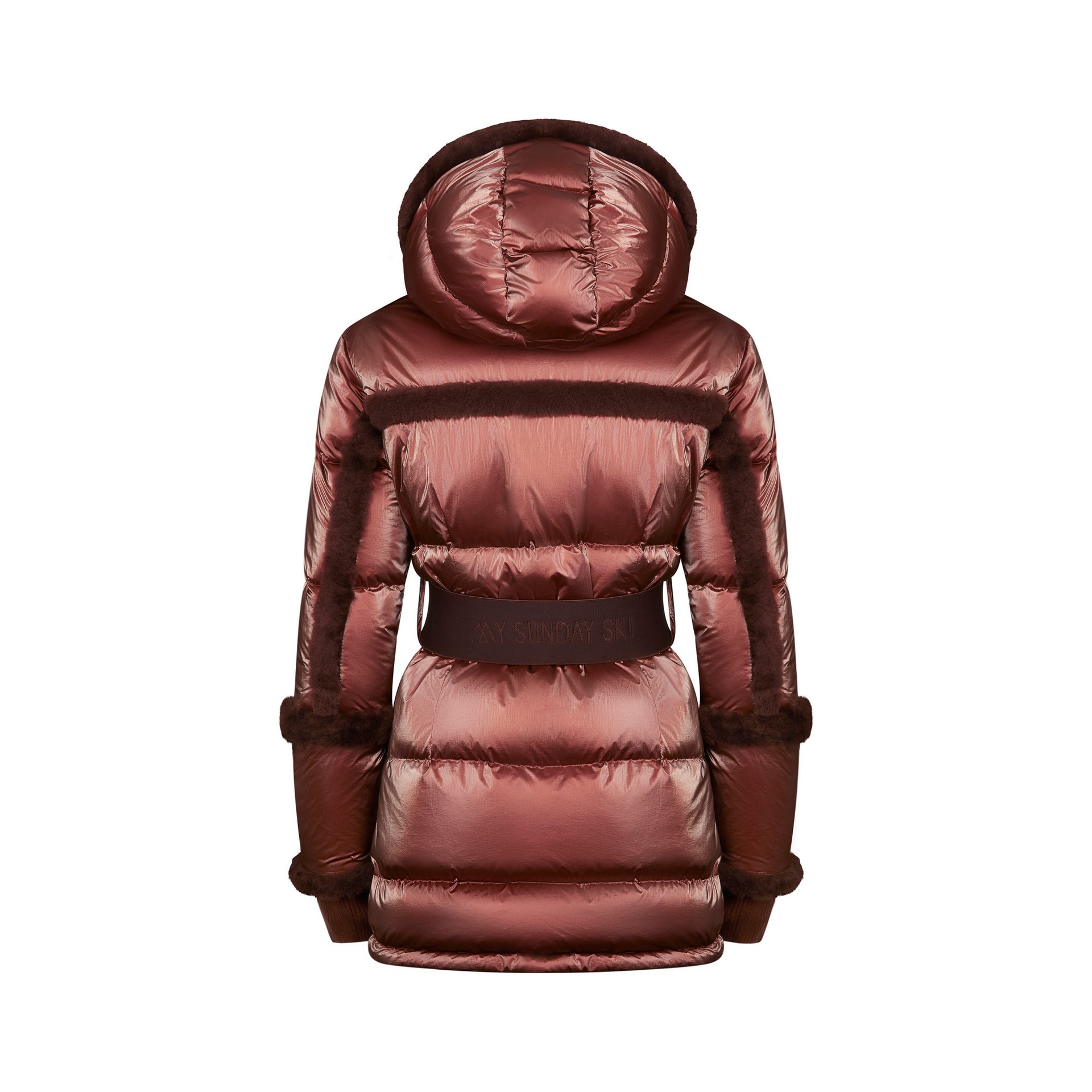 Shearling Pioneer Puffer Ski Jacket - Cherry Chocolate – My Sunday Ski